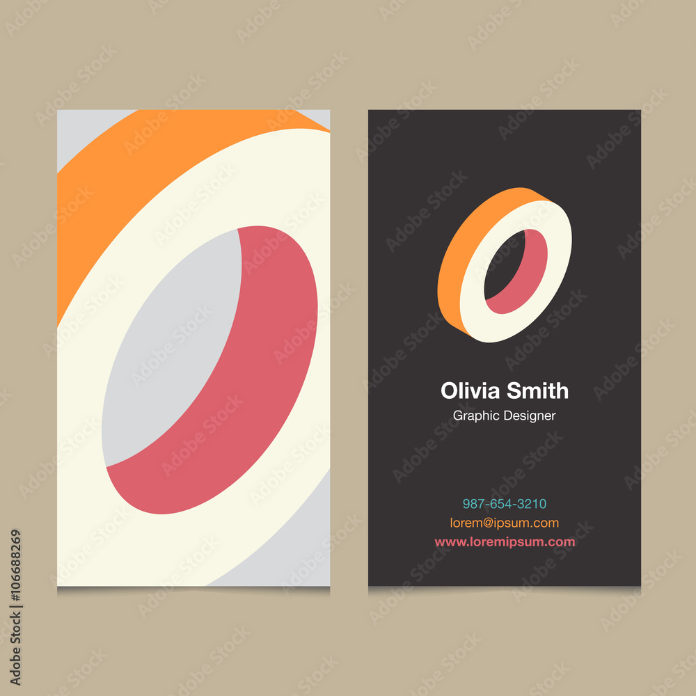 Logo alphabet letter "O", with business card template. Vector graphic ...