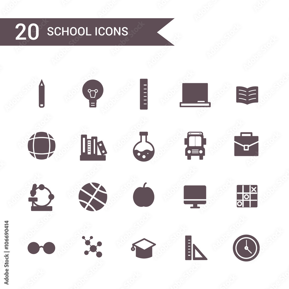 school icon set vector. Silhouette icons. Stock Vector | Adobe Stock
