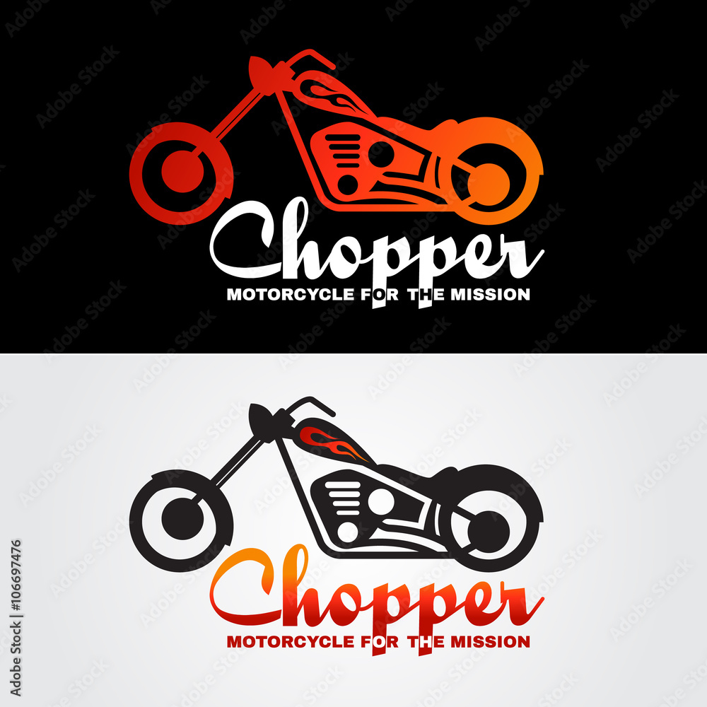Orange white black Chopper motorcycle logo vector design Stock ...