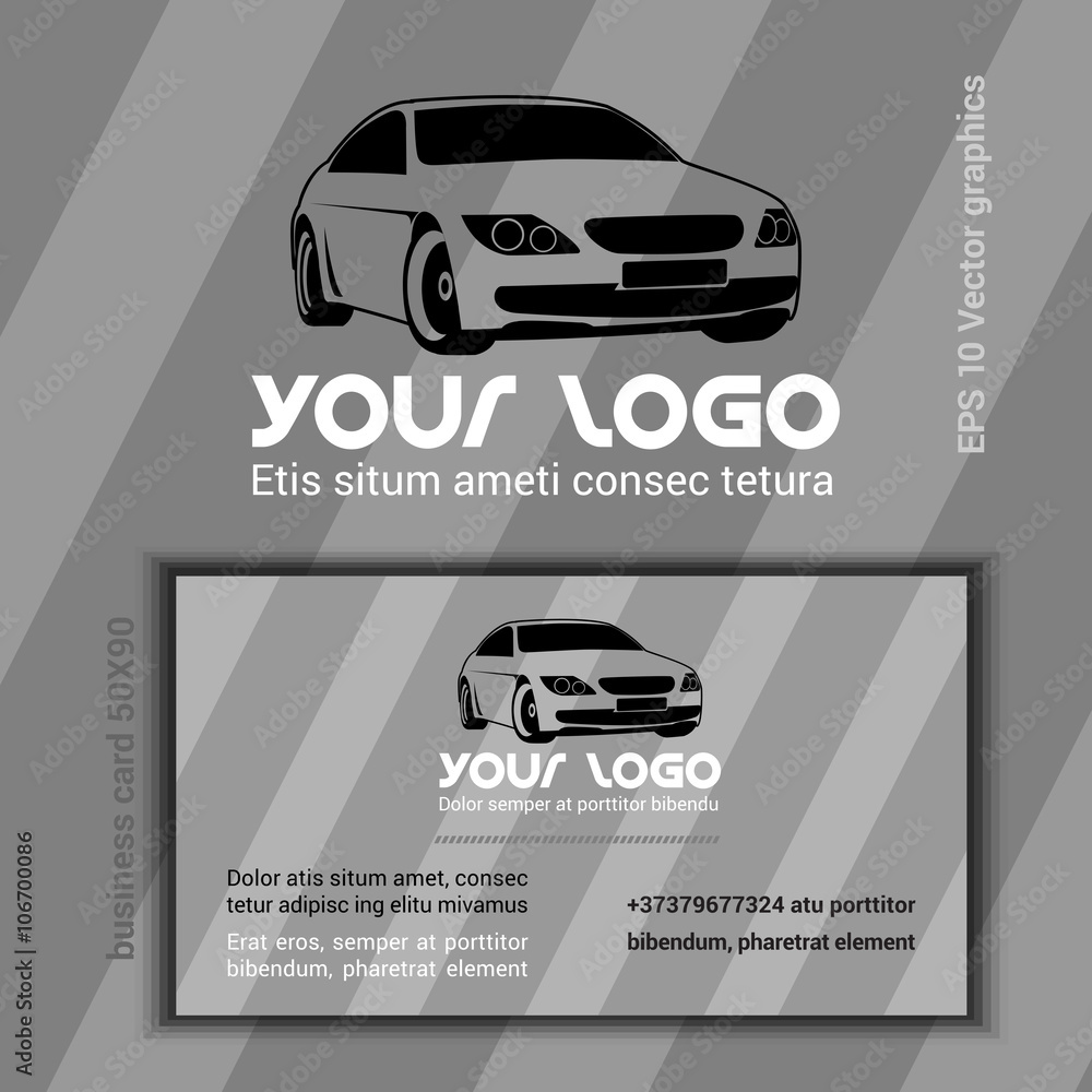 Car Company Logotype Template. Business Card. Modern Car Black ...
