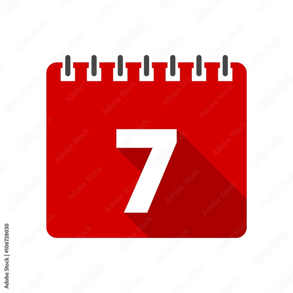 Calendar icon with long shadow - number 7 Stock Vector | Adobe Stock