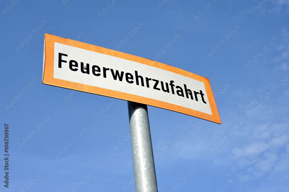 Feuerwehrzufahrt, Schild, Brandschutz, Rettungsweg, Feuerwehr ...