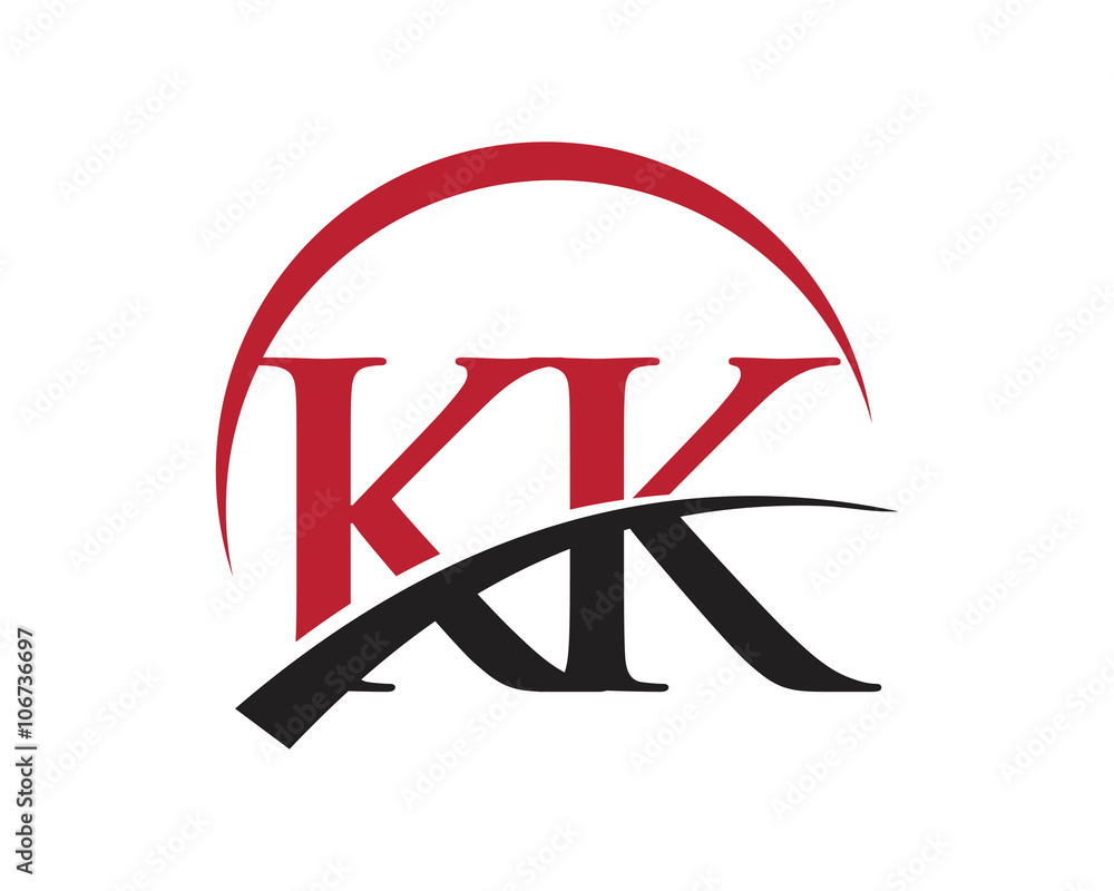 KK red letter logo swoosh Stock Vector | Adobe Stock