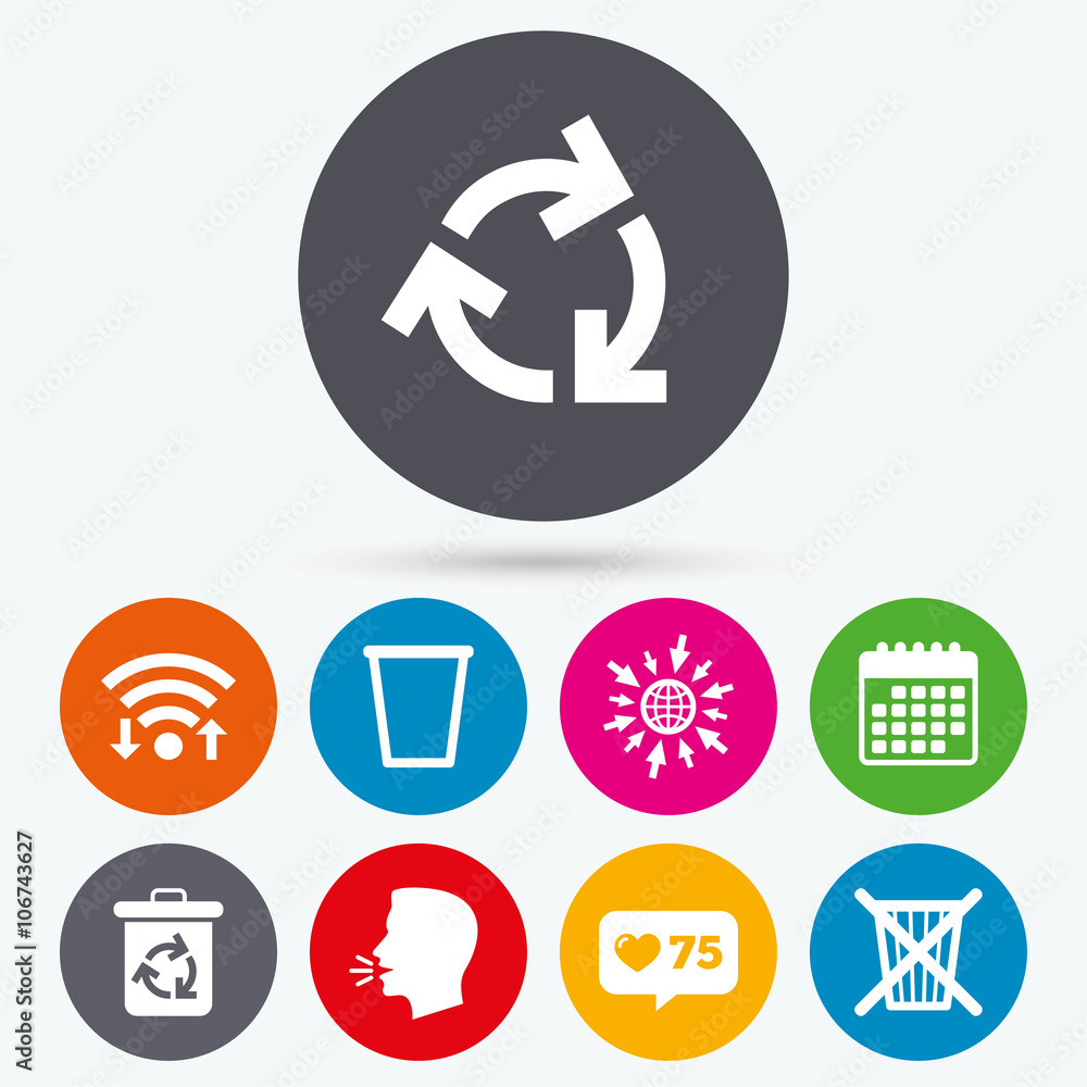 Recycle bin icons. Reuse or reduce symbol. Stock Vector | Adobe Stock