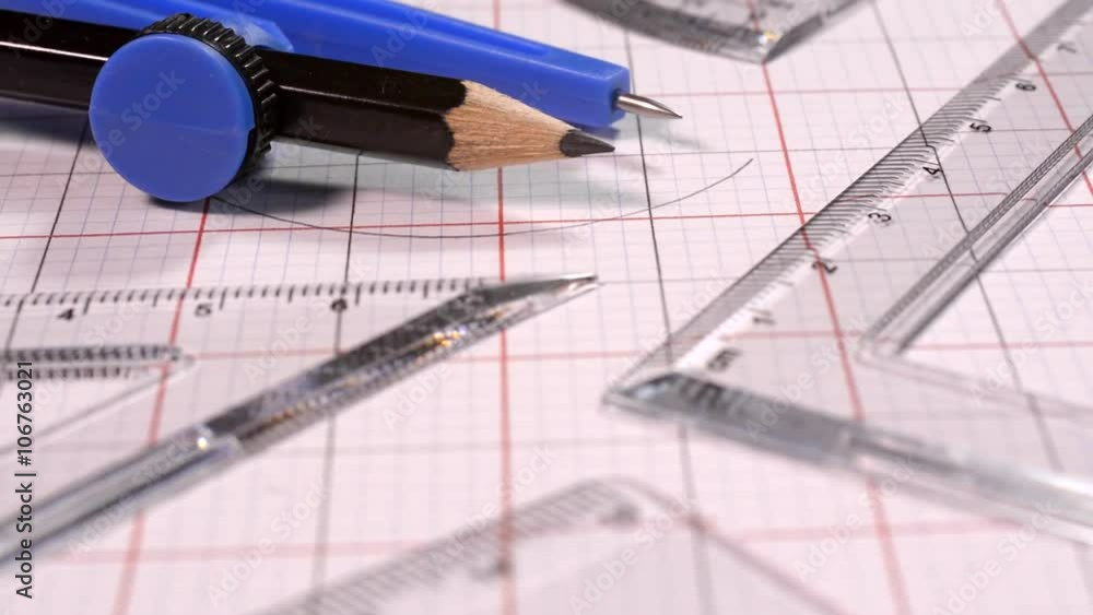 Tilt up to a geometry set a drawing compass and set squares with a ...