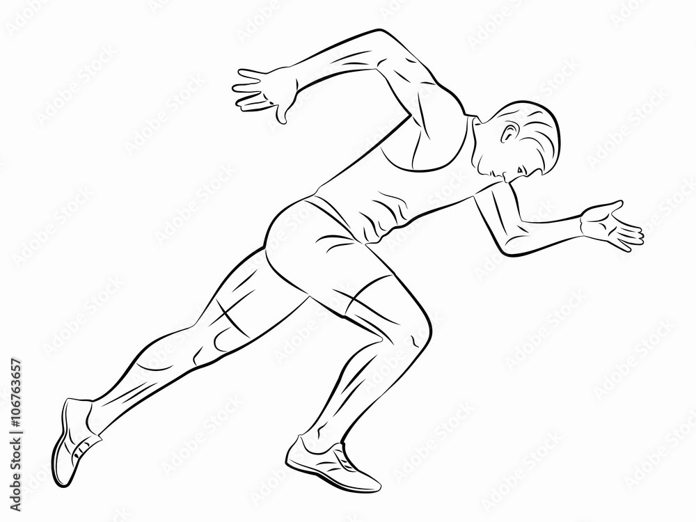 Silhouette of sprinter, vector draw Stock Vector | Adobe Stock