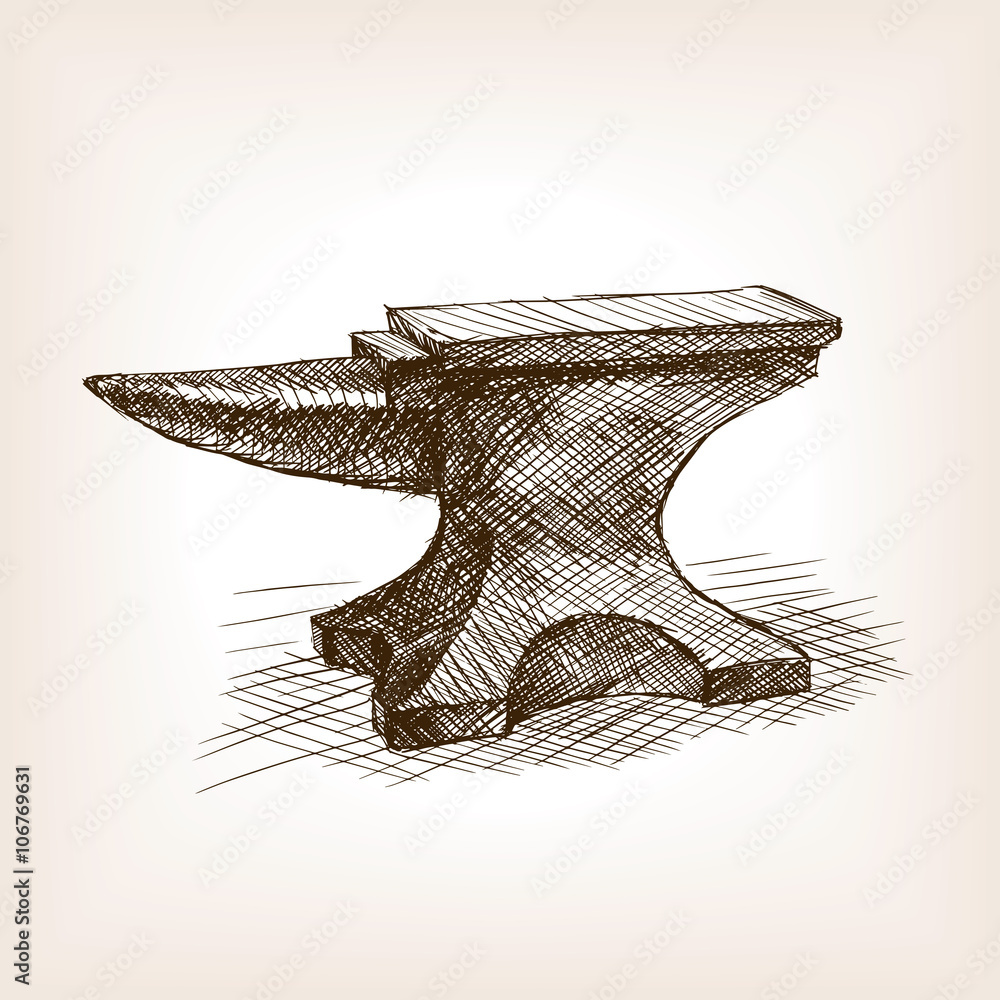 Anvil sketch style vector illustration Stock Vector | Adobe Stock