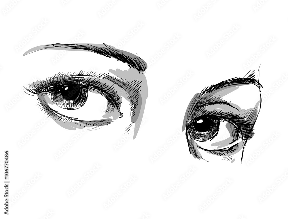 Hand drawing eyes on a white background. Vector illustration Stock ...