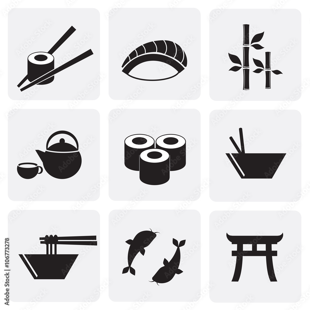 Vetor de Sushi vector icon set. do Stock | Adobe Stock
