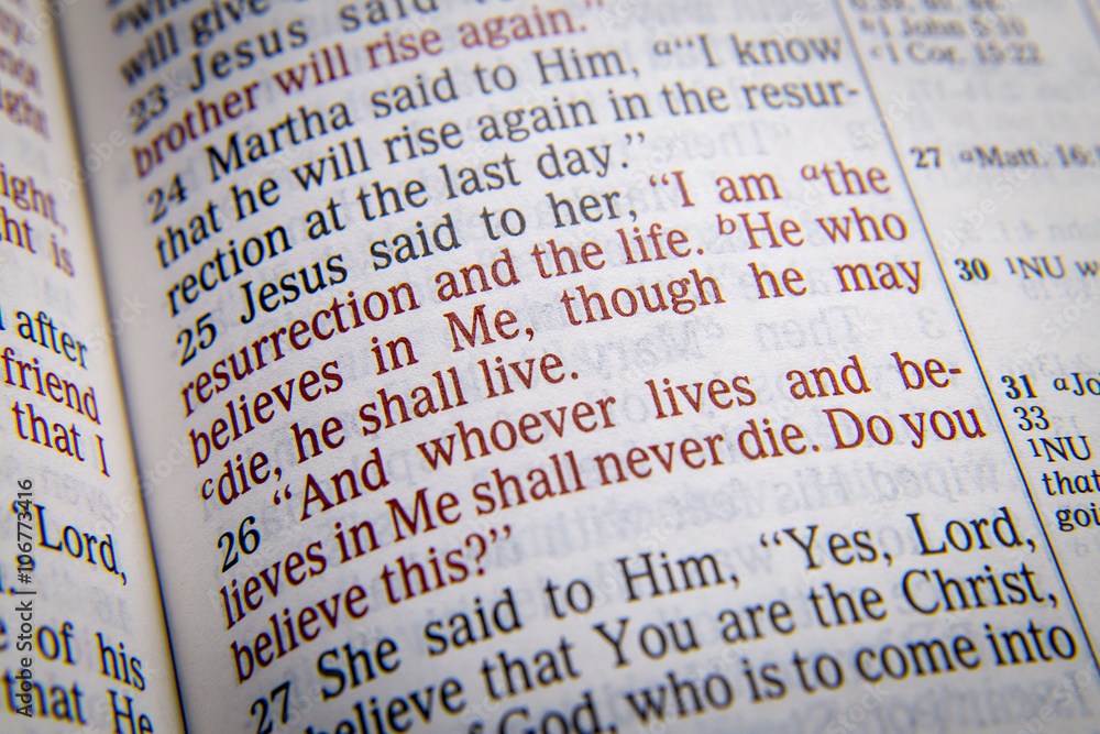 Bible text - I AM THE RESURRECTION AND THE LIFE Stock Photo | Adobe Stock