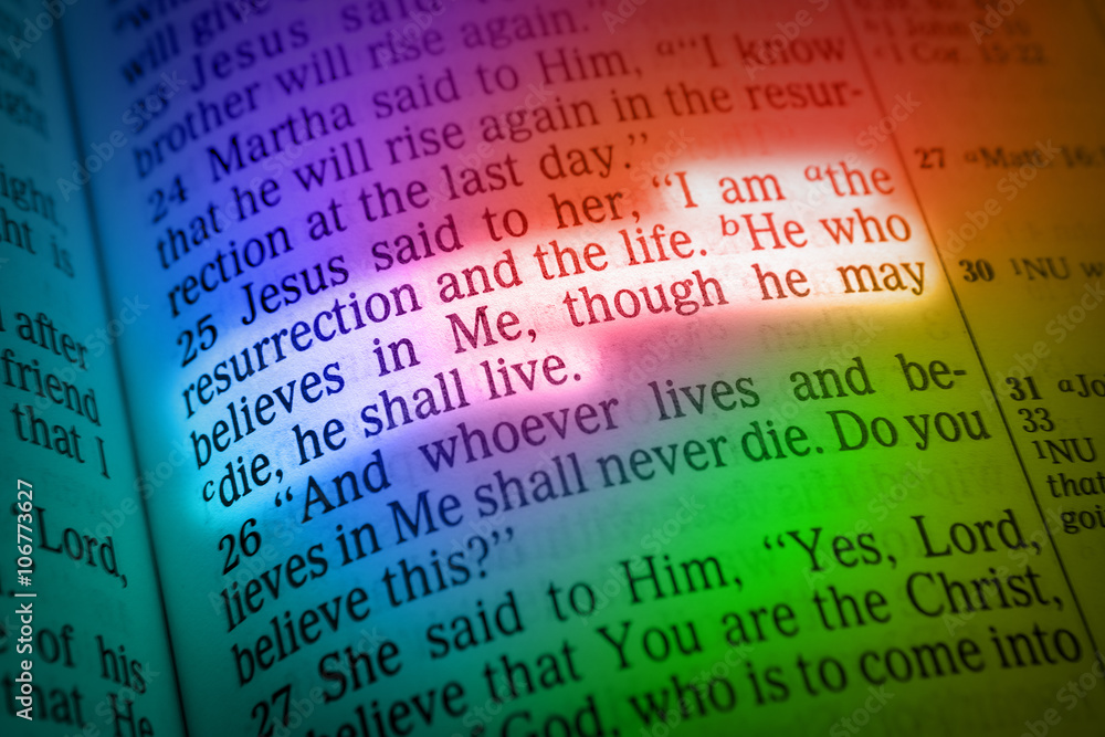 Bible text - I AM THE RESURRECTION AND THE LIFE Stock Photo | Adobe Stock