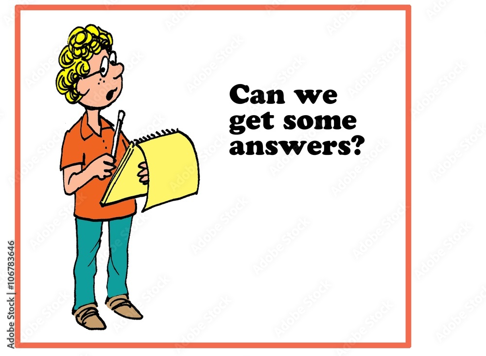 Education cartoon about answering questions. Stock Illustration | Adobe ...