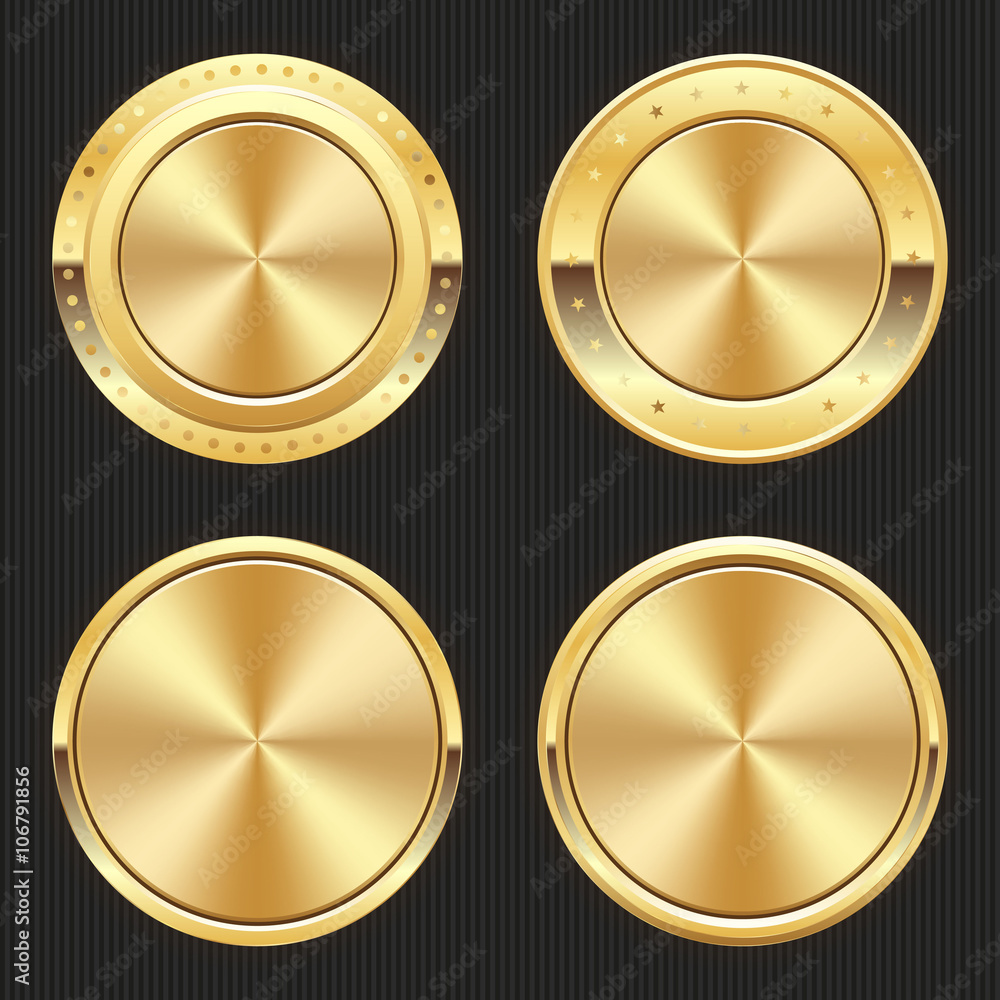 Vier gold Vektor Siegel als Vorlage Stock-Vektorgrafik | Adobe Stock