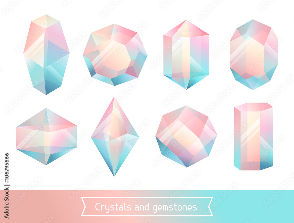 Set of geometric crystals gem and minerals Stock Vector | Adobe Stock