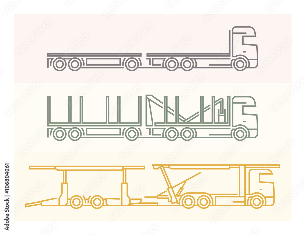 Vehicle Pictograms: European Trucks - Tandems Set 6 Stock Vector ...