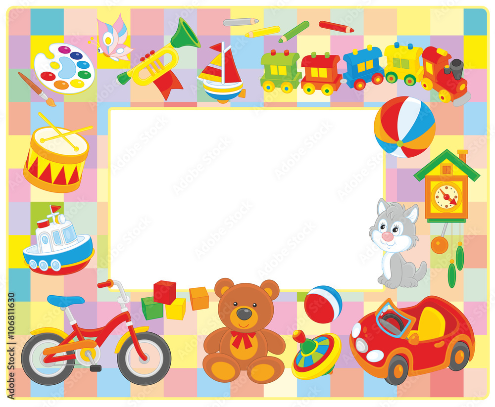 Frame border with toys Stock Vector | Adobe Stock
