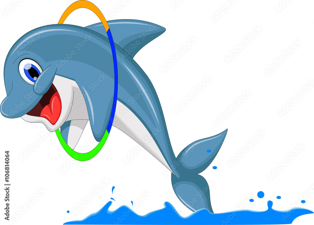 cute dolphin cartoon jumping Stock Vector | Adobe Stock