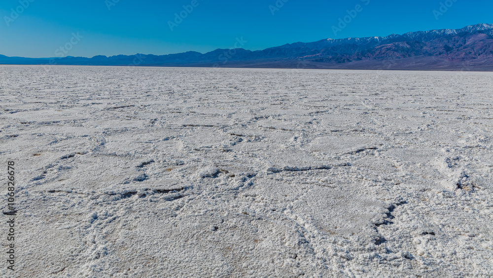 Scenic view of salt planes. The bottom of the dried-up salt sea. The ...