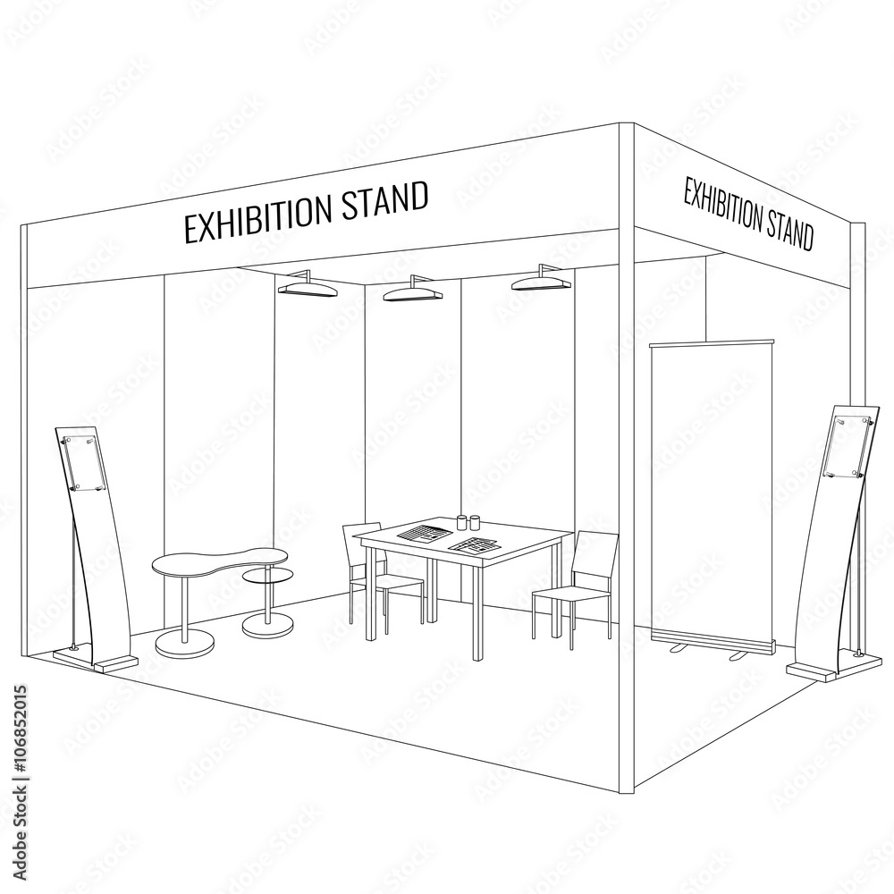 Vector Blank trade exhibition booth stand. Trendy outline style Stock ...