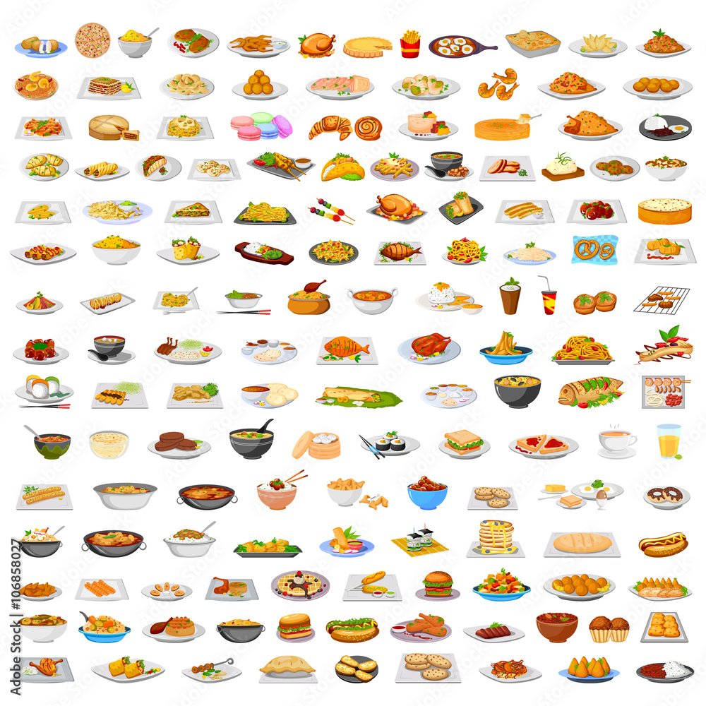 Collection of delicious food Stock Vector | Adobe Stock