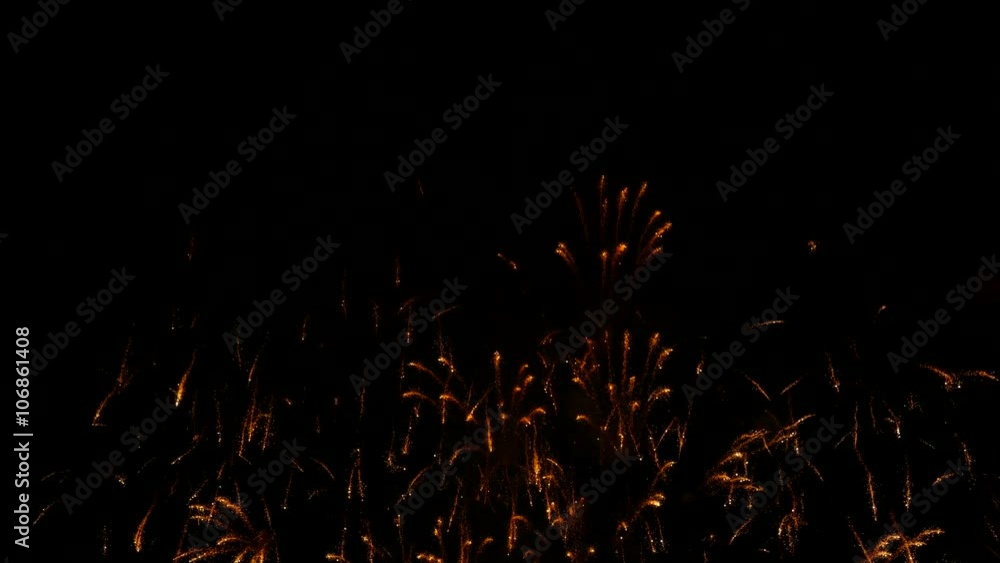 Vidéo Stock Golden Rain Fireworks Sparkling In Black Sky | Adobe Stock