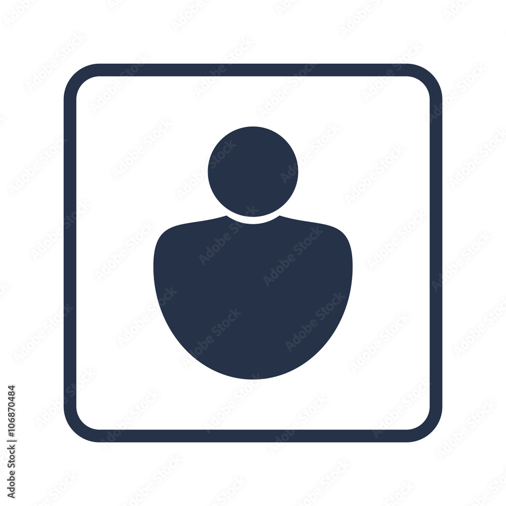 User icon, on white background, rounded rectangle border, blue outline ...