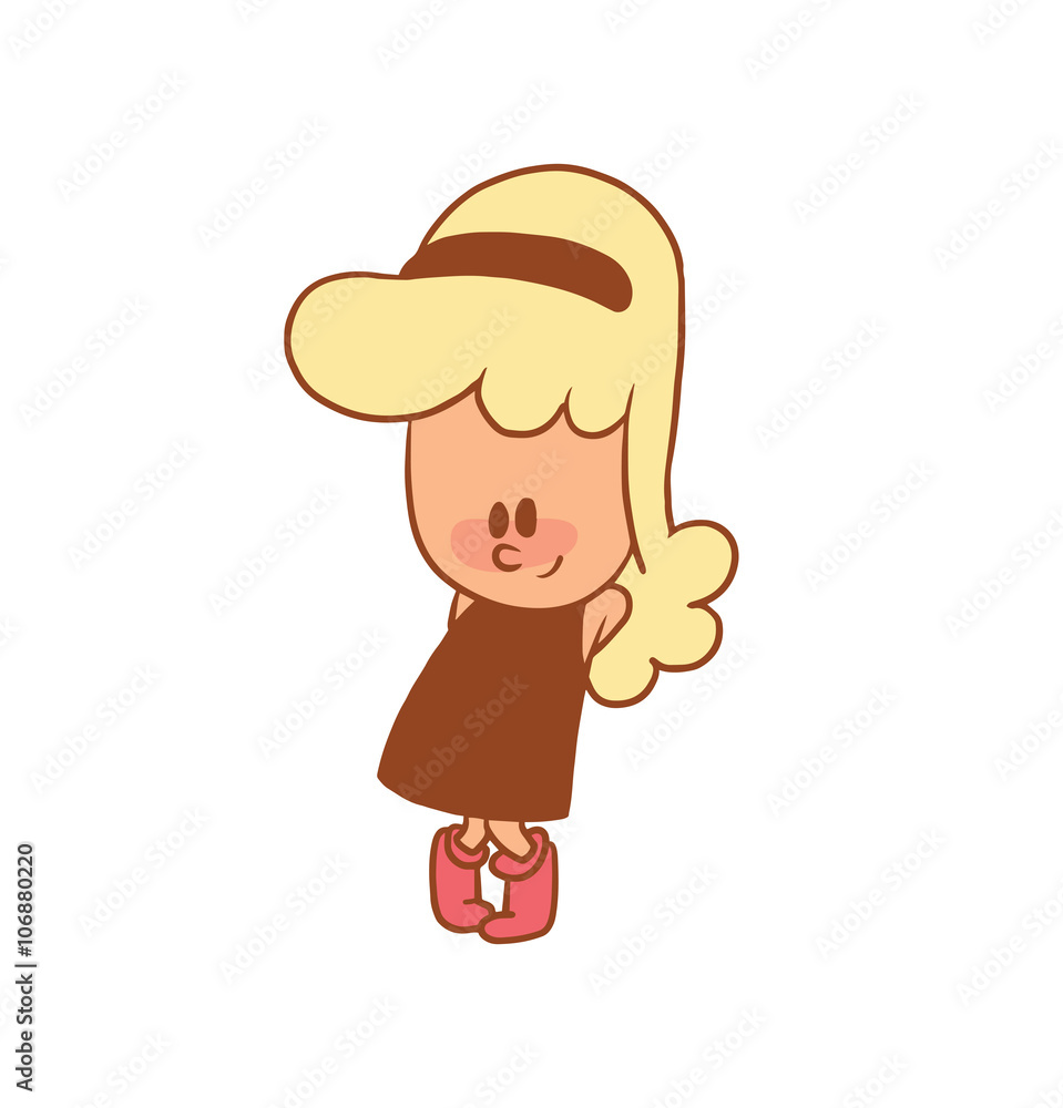 Cartoon Little Girl With Blonde Hair