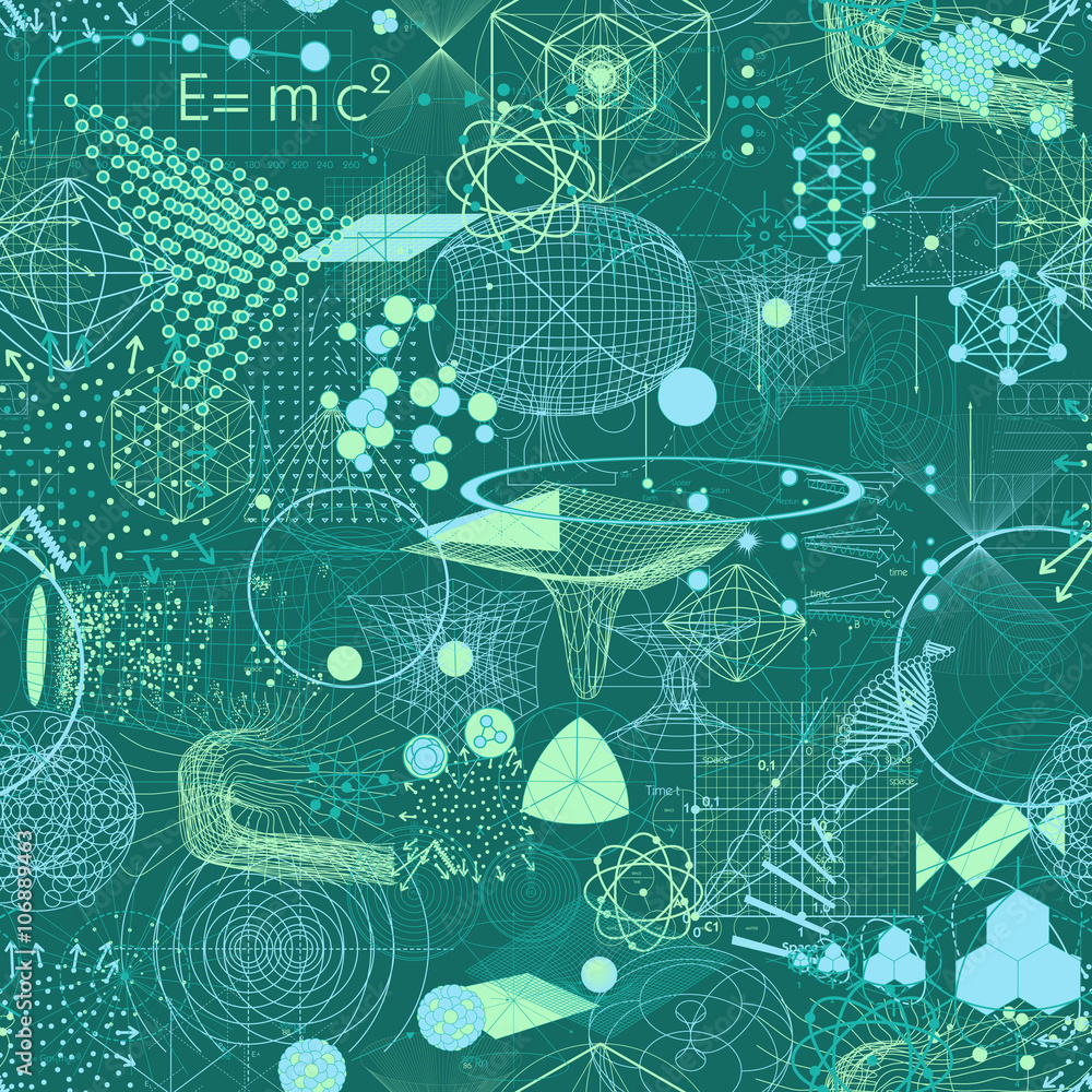 Science symbols and elements wallpaper seamless pattern Stock Vector ...