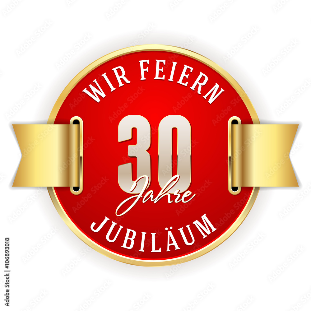 Rot,goldener 30 Jahre Jubiläum Siegel mit goldener Scherpe Stock Vector ... Rot,goldener 30 Jahre Jubiläum Siegel mit goldener Scherpe Stock Vector ...