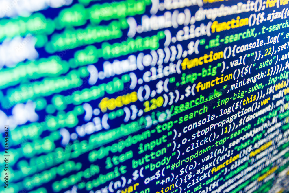 Programming code abstract screen of software developer. Computer script. Programmer occupation ...