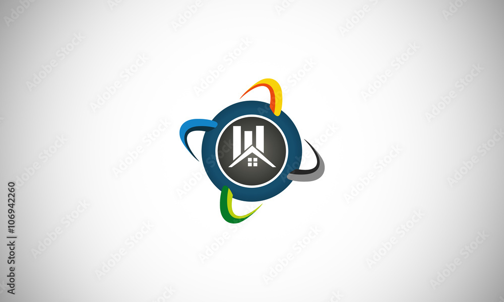 globe round earth building logo Stock Vector | Adobe Stock