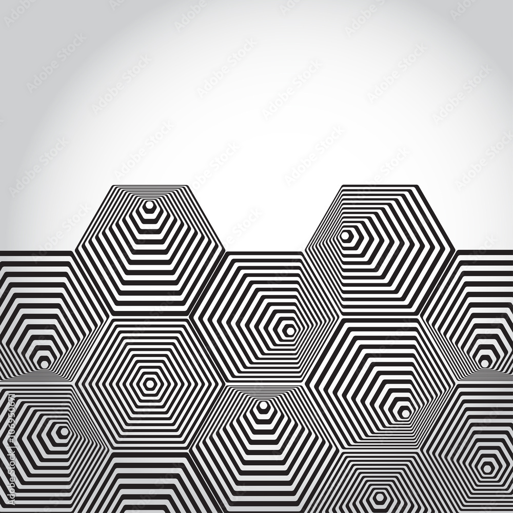 Volumetric 3D pyramid. hexagon. Optical illusion background. Stock ...