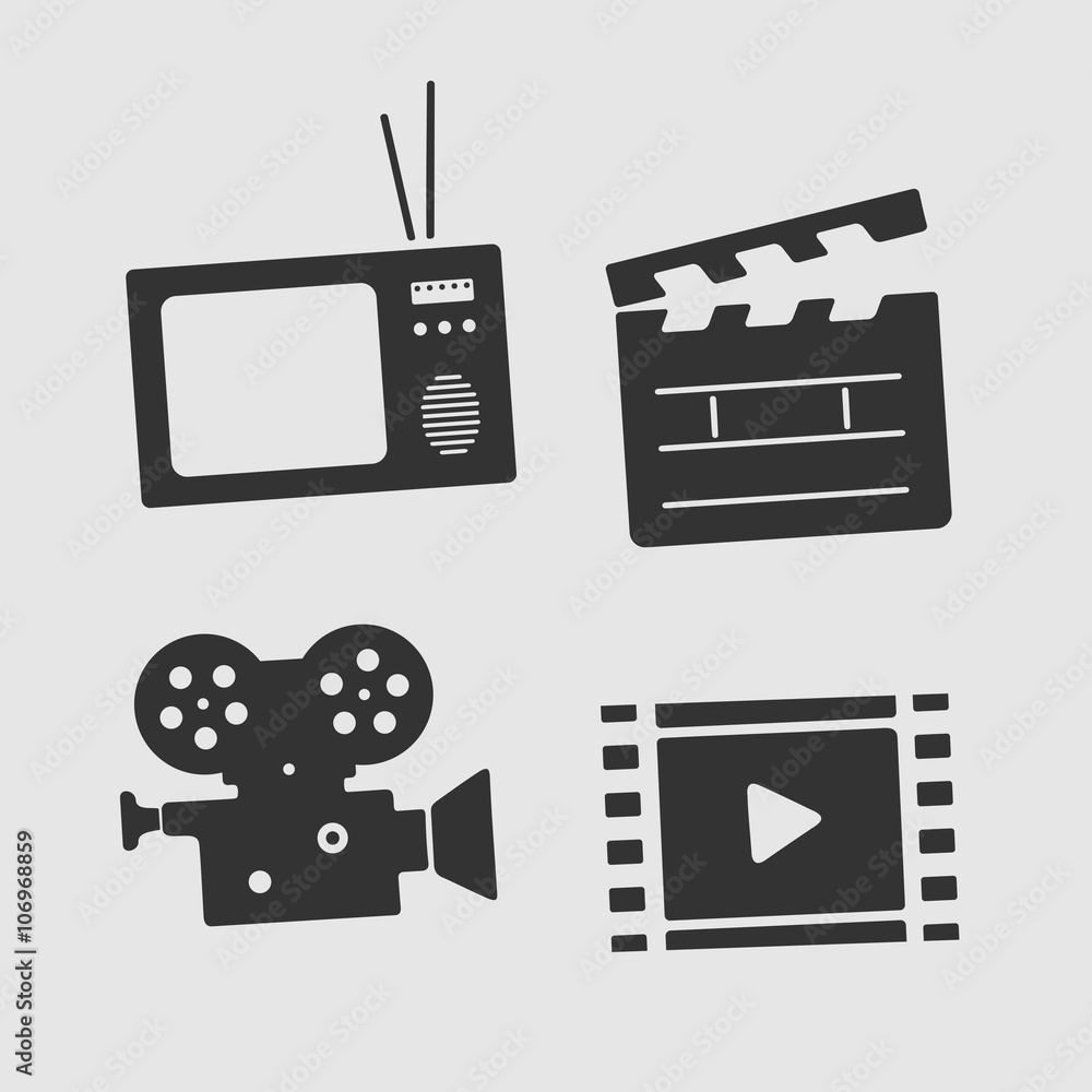 Vector Symbols Set Film and TV Stock Vector | Adobe Stock