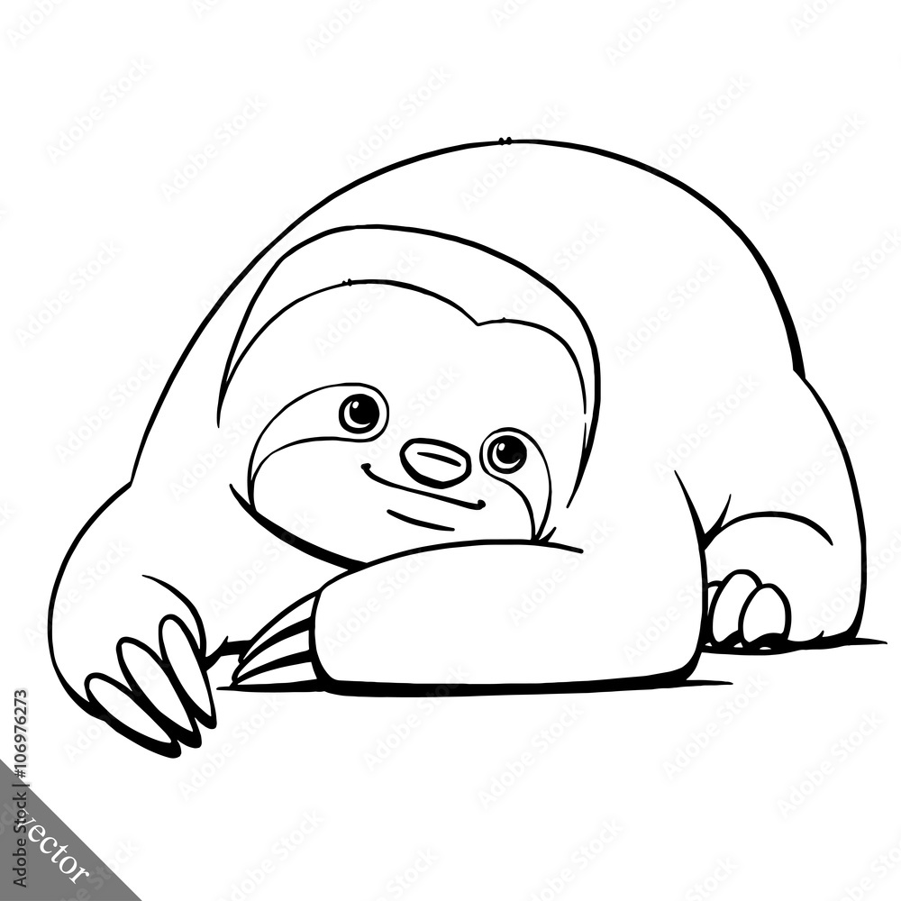 funny cartoon cute fat vector sloth illustration Stock Vector | Adobe Stock