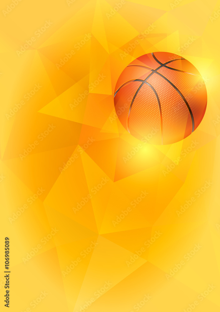 Vertical Background on Basketball Theme with Flying Basketball Ball on ...