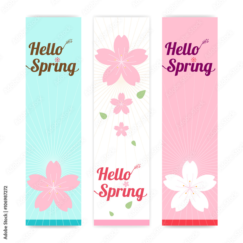 Set of spring banner background with cherry blossom in vertical Stock ...