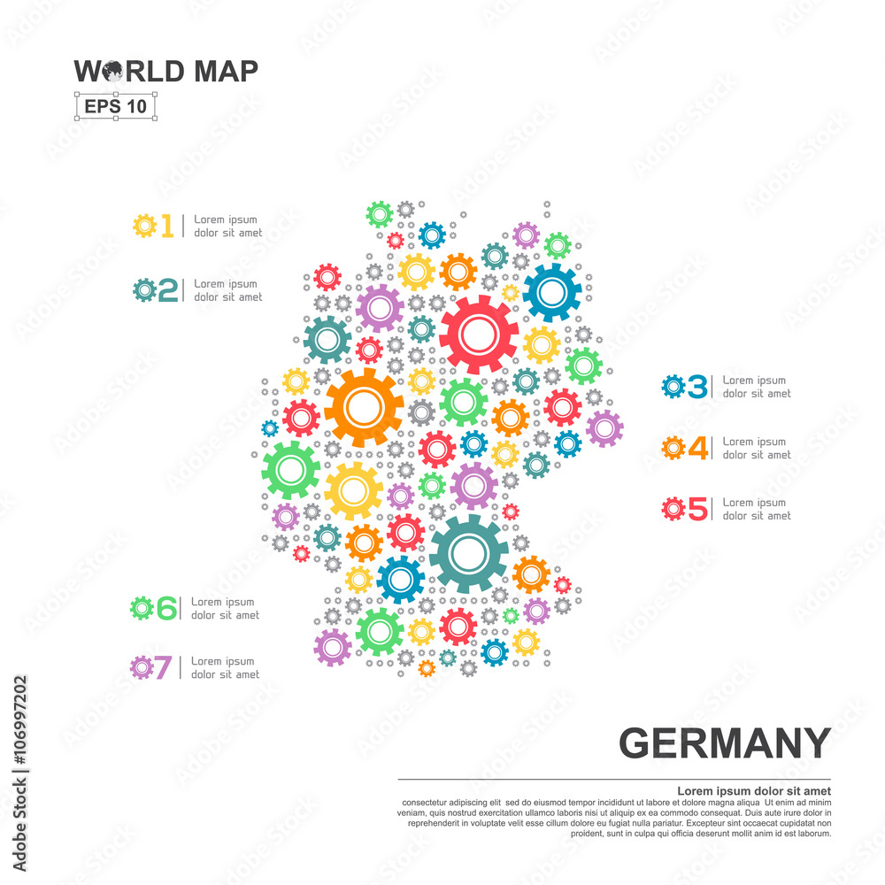 Map Of Germany Infographic design template with gear chain Stock Vector ...
