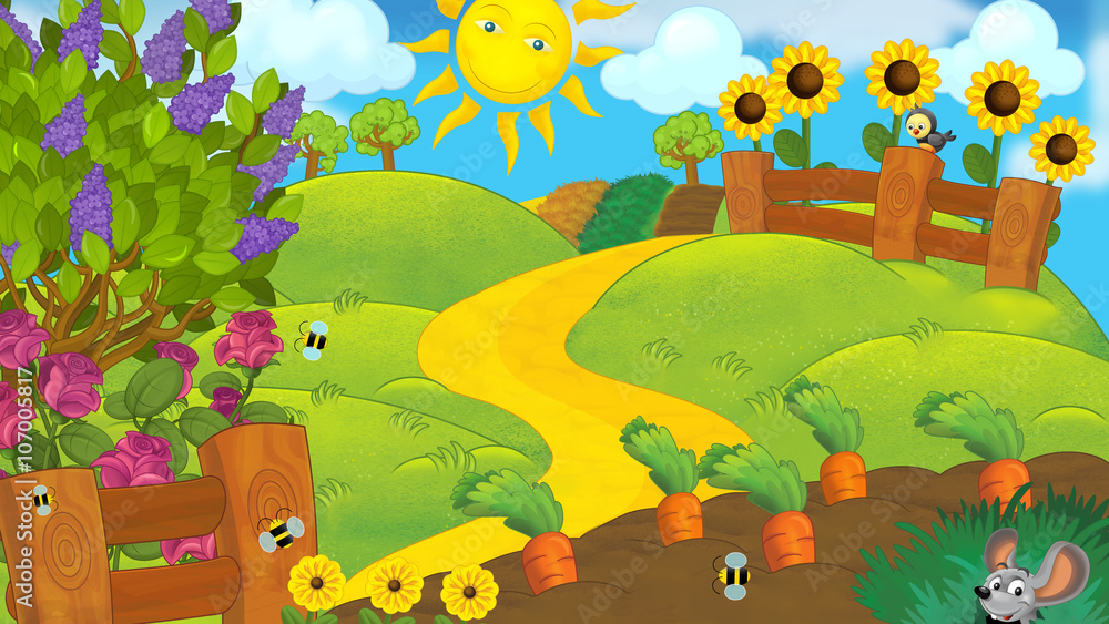 Cartoon scene of a farm - illustration for the children Stock ...