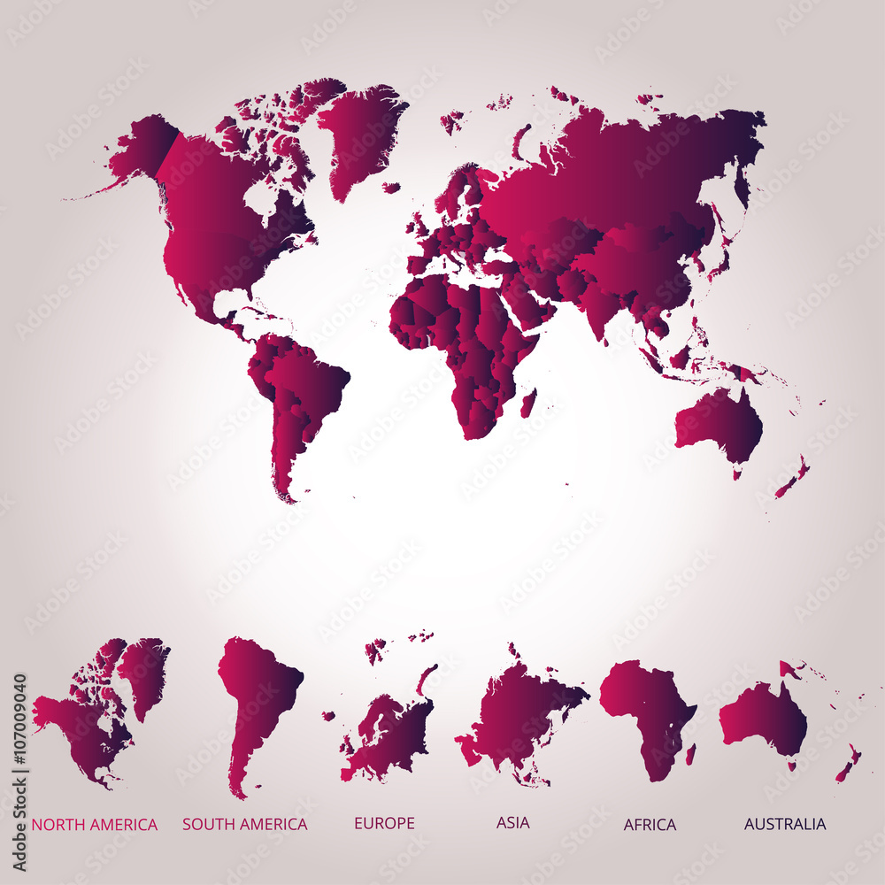 World map countries colorful. Vector illustration. Stock Vector | Adobe ...