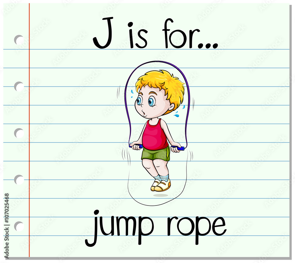 Flashcard letter J is for jump rope Stock Vector | Adobe Stock