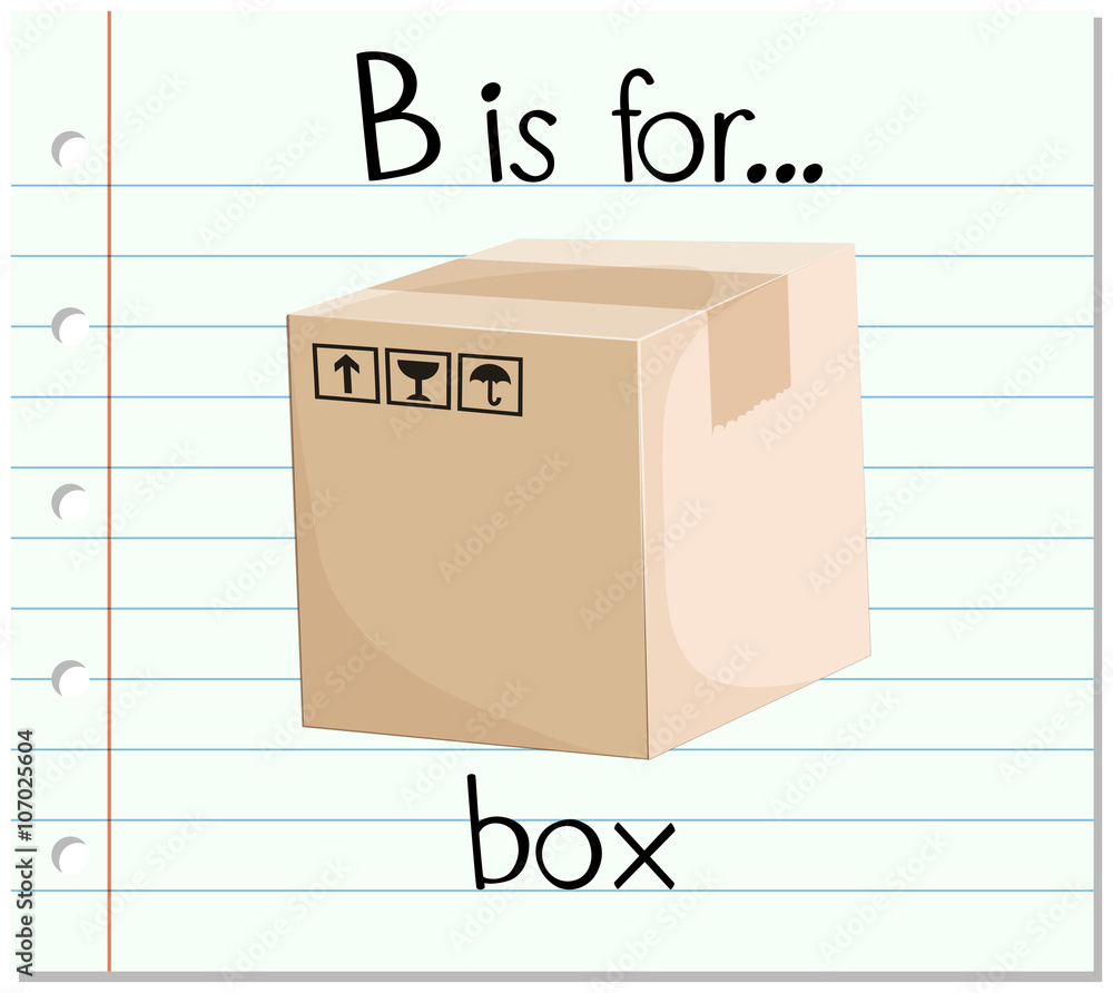 Flashcard letter B is for box Stock Vector | Adobe Stock