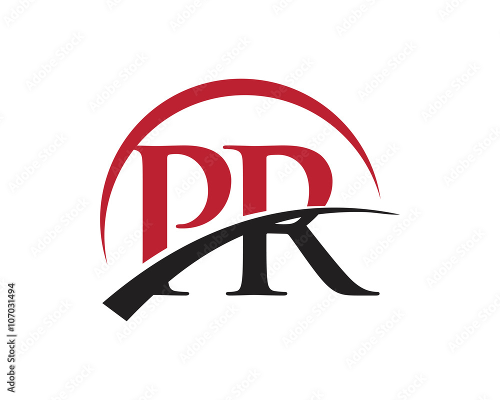 PR red letter logo swoosh Stock Vector | Adobe Stock