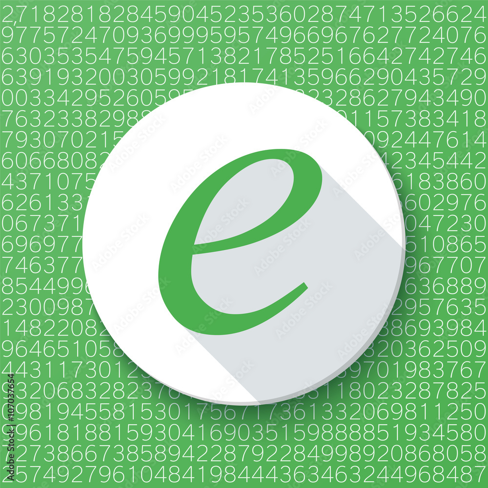 Euler's number with a shadow on a digital background. Mathematical ...