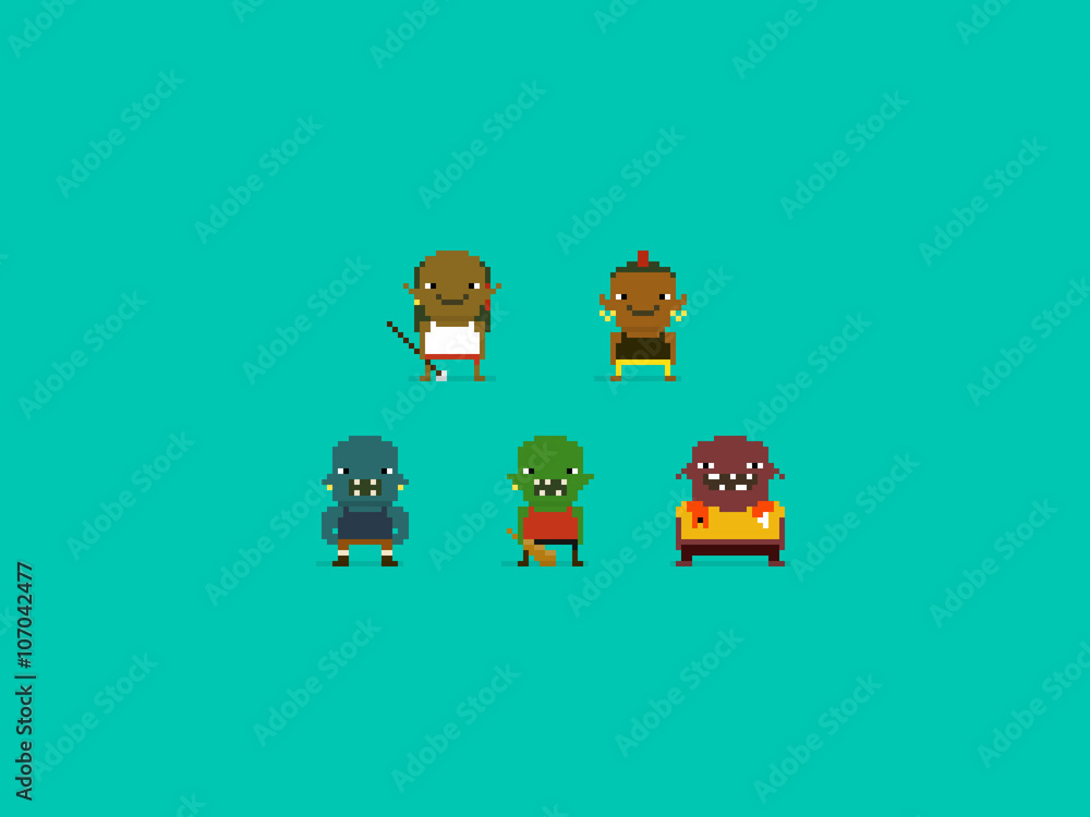 Pixel Art Orcs Stock Vector | Adobe Stock