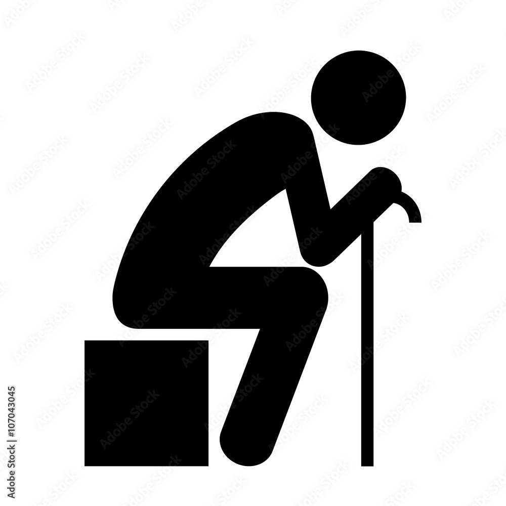 Old sitting person icon Stock Vector | Adobe Stock