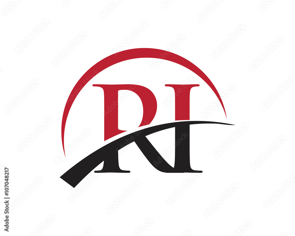 RI red letter logo swoosh Stock Vector | Adobe Stock