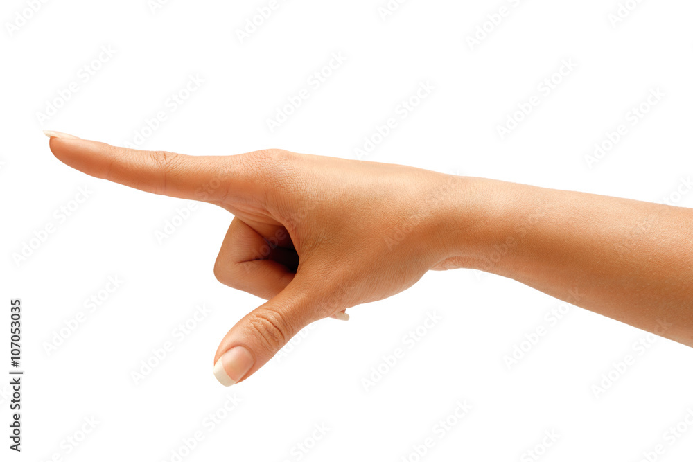 Hand pointing isolated on white background. Close up Stock Photo ...