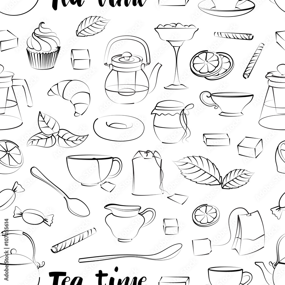 Tea Time Pattern Stock Vector | Adobe Stock