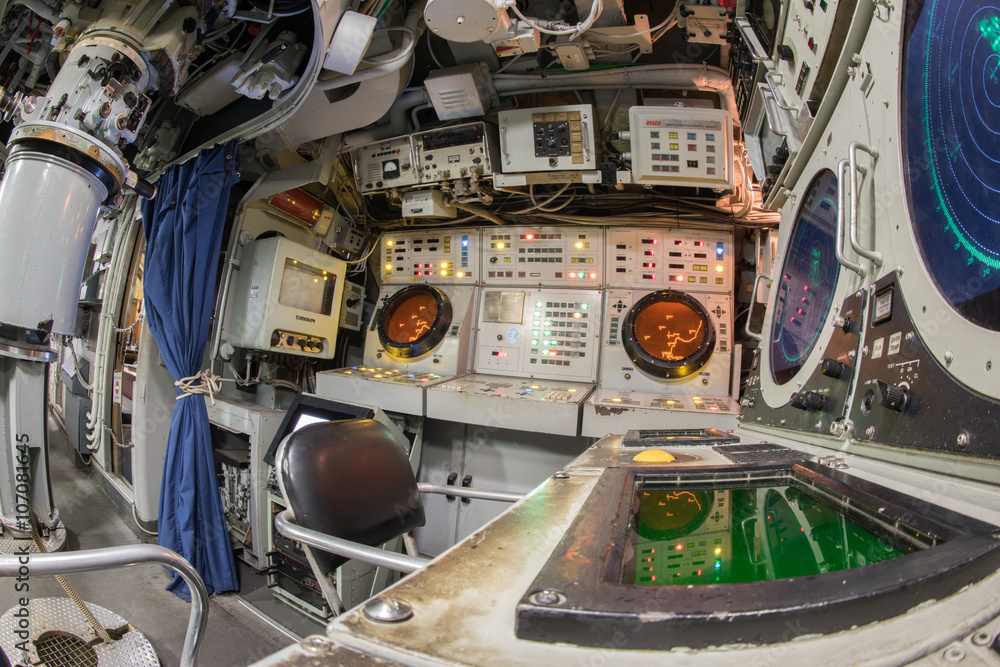 submarine control room interior view Stock Photo | Adobe Stock
