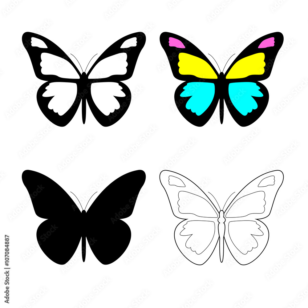 Set of four butterfly vectors Stock Vector | Adobe Stock